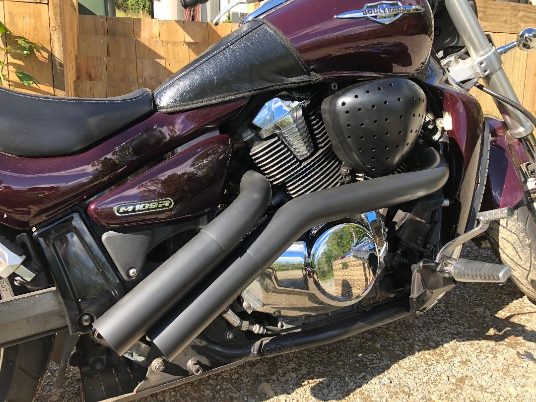Suzuki Boulevard C109R VLR1800 Custom Ceramic Coated Black Dump Pipes ...